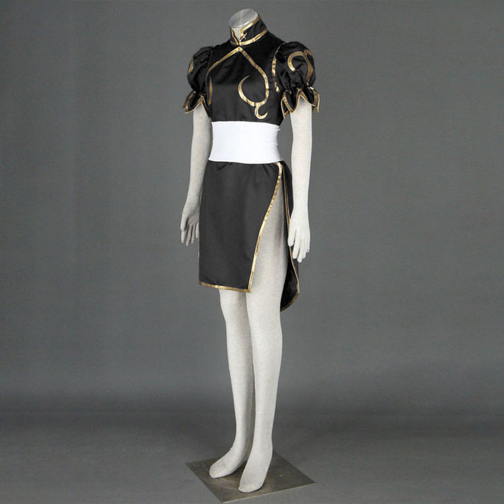 Street Fighter Costume Chun Li Cosplay Black Dress with Accessories fo ...